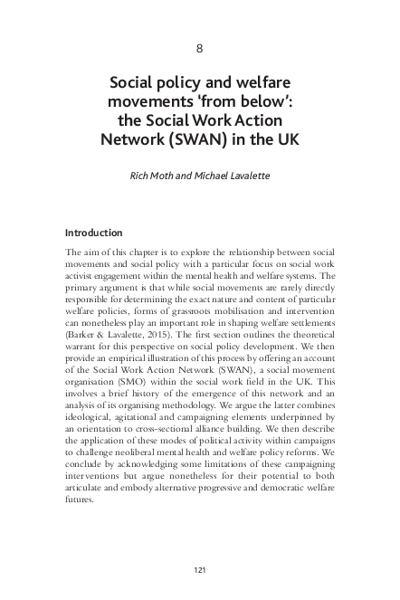 (PDF) Social policy and welfare movements 'from below': the Social Work ...