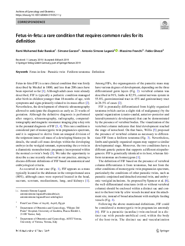 (PDF) Fetus-in-fetu: a rare condition that requires common rules for ...