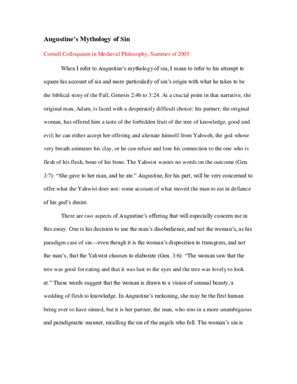 (DOC) Augustine's Mythology of Sin
