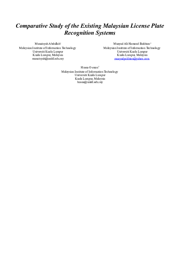(DOC) Analyzing Malaysian License Plate Recognition Systems