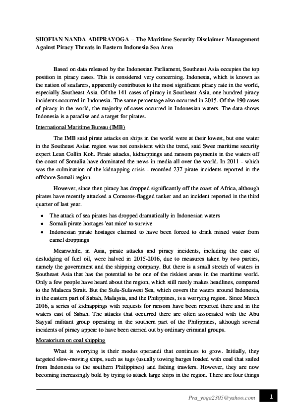 (PDF) The Maritime Security Disclaimer Management Against Piracy ...