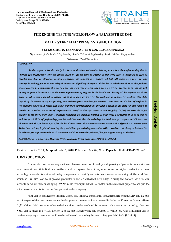 (PDF) THE ENGINE TESTING WORK-FLOW ANALYSIS THROUGH VALUE STREAM ...