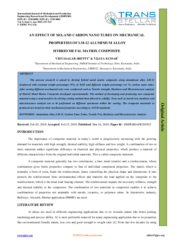 (PDF) AN EFFECT OF SiO 2 AND CARBON NANO TUBES ON MECHANICAL PROPERTIES ... (PDF) AN EFFECT OF SiO 2 AND CARBON NANO TUBES ON MECHANICAL PROPERTIES ...