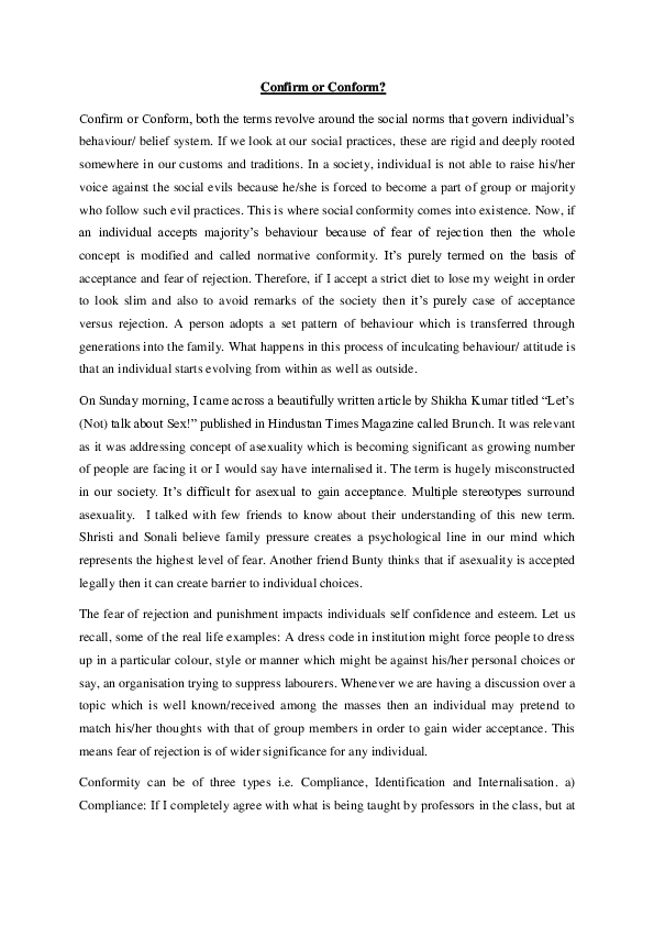 (PDF) Confirm or Conform