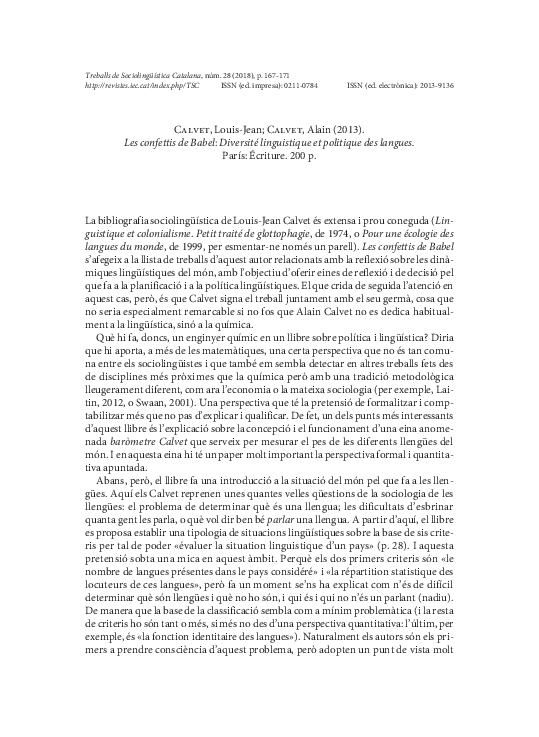 (PDF) Ressenya: Calvet, Louis-Jean; Calvet, Alain (2013). Les confettis ...