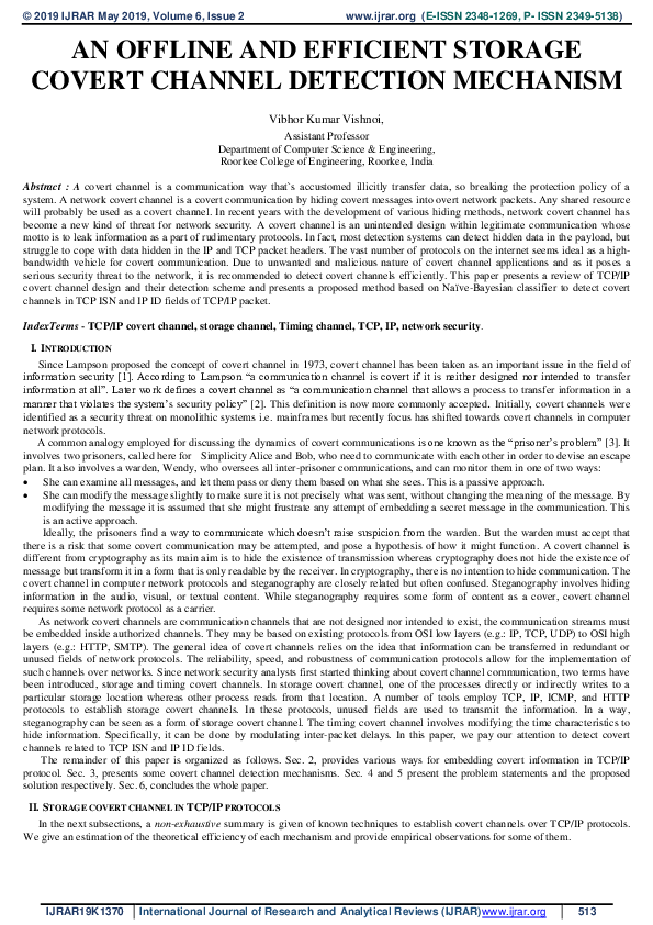 (PDF) AN OFFLINE AND EFFICIENT STORAGE COVERT CHANNEL DETECTION MECHANISM
