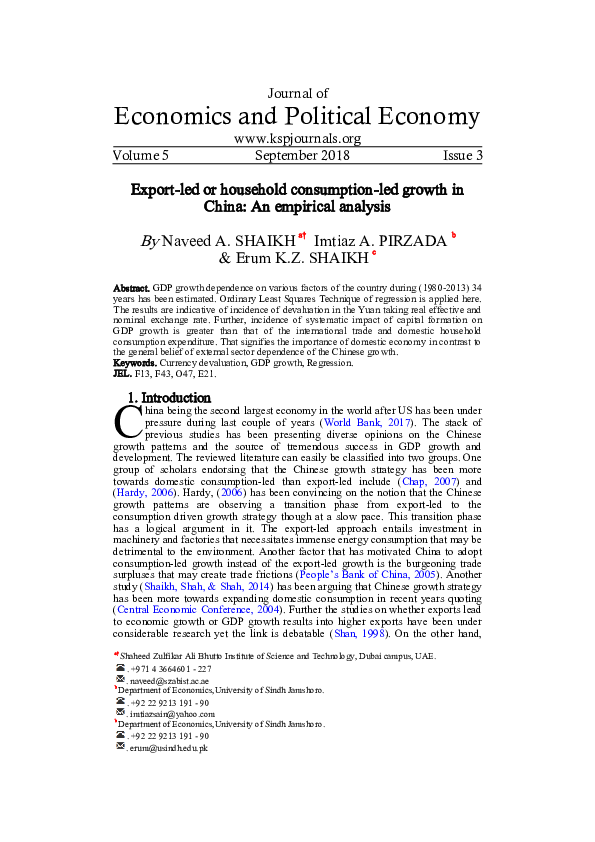 (PDF) Export-led or household consumption-led growth in China: An ...