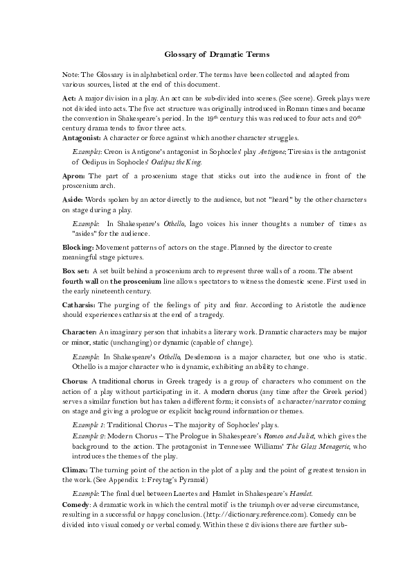 (PDF) Glossary of Dramatic Terms