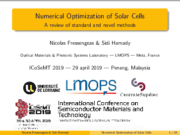 (PDF) Numerical Optimization of Solar Cells A review of standard and ...