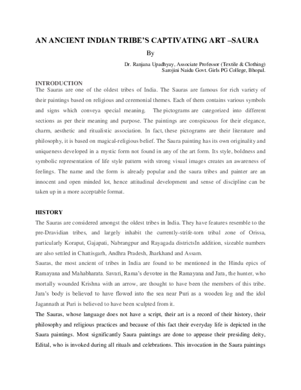 (DOC) AN ANCIENT INDIAN TRIBE'S CAPTIVATING ART -SAURA