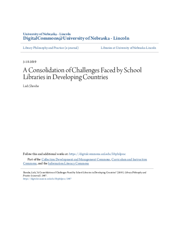 (PDF) A Consolidation of Challenges Faced by School Libraries in ...