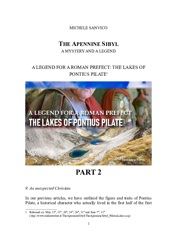 (PDF) A LEGEND FOR A ROMAN PREFECT: THE LAKES OF PONTIUS PILATE (PART 2)