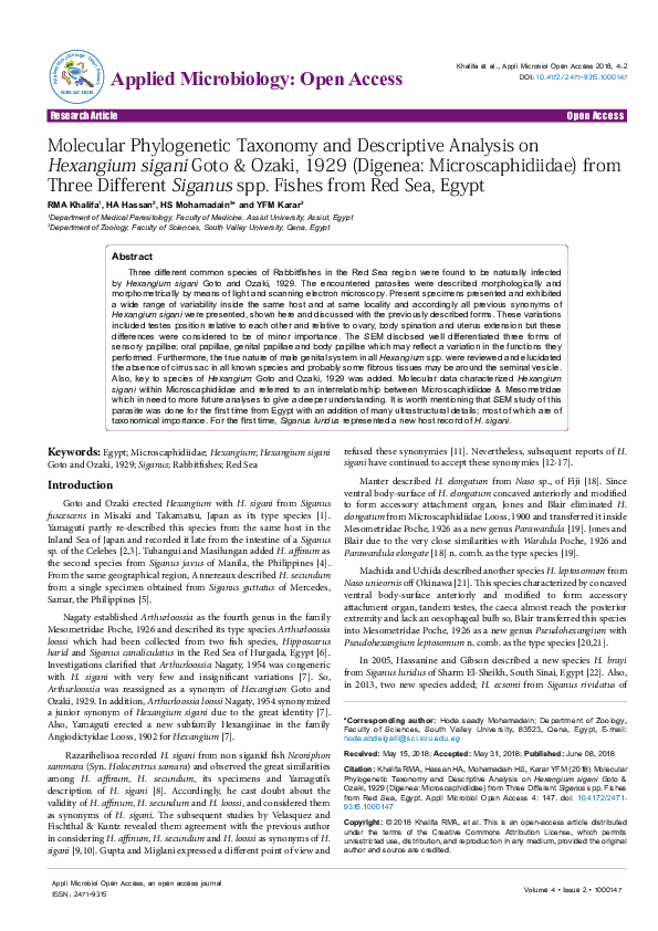 (PDF) Molecular Phylogenetic Taxonomy and Descriptive Analysis on ...