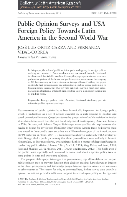 (PDF) Public Opinion Surveys and USA Foreign Policy Towards Latin ...