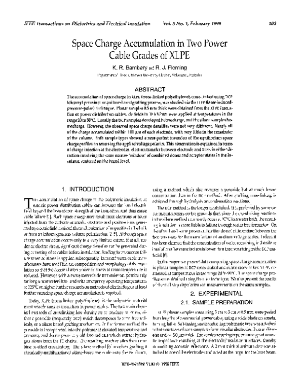 (PDF) Space charge accumulation in two power cable grades of XLPE