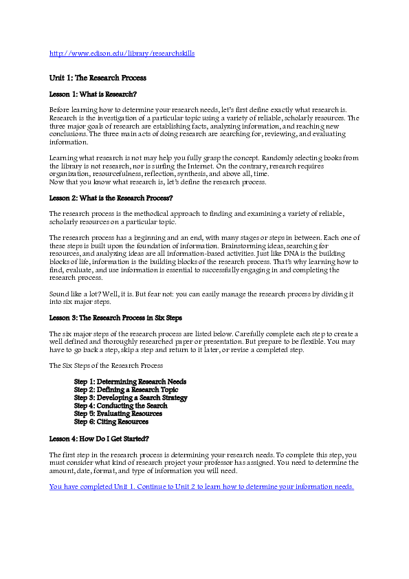 (DOC) Unit 1: The Research Process