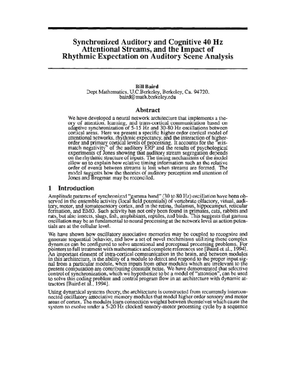 (PDF) Synchronized auditory and cognitive 40Hz attentional streams, and the impact of rhythmic ...