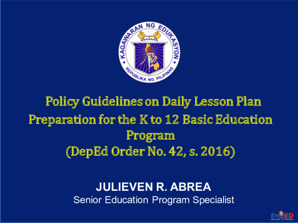 (PDF) Policy Guidelines on Daily Lesson Plan Preparation for the K to ...