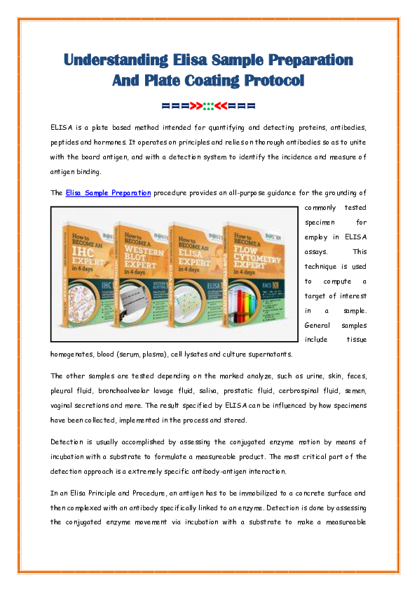 (PDF) Understanding Elisa Sample Preparation