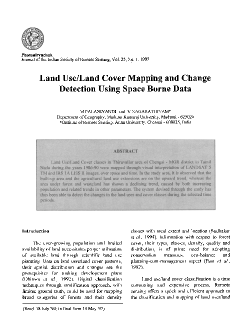 (PDF) Land Use/Land Cover Mapping and Change Detection Using Space Borne Data