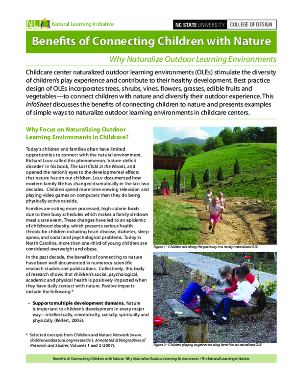(PDF) Benefits of Connecting Children with Nature InfoSheet-