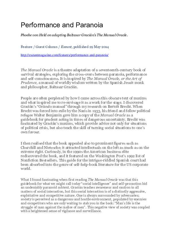 (PDF) Performance and Paranoia