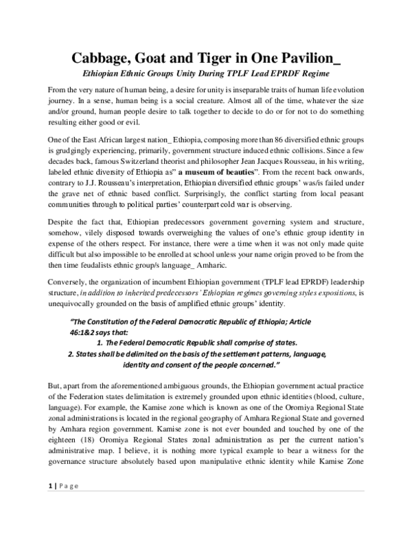 (PDF) Cabbage, Goat and Tiger in One Pavilion_ Ethiopian Ethnic Groups ...