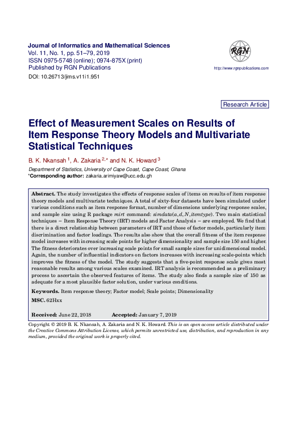 (PDF) Effect of Measurement Scales on Results of Item Response Theory Models and Multivariate ...