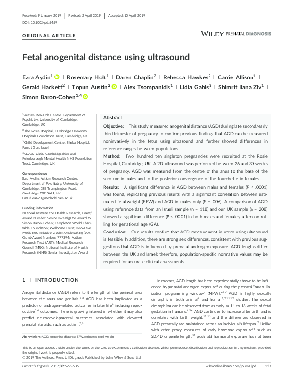 (PDF) Fetal anogenital distance using ultrasound