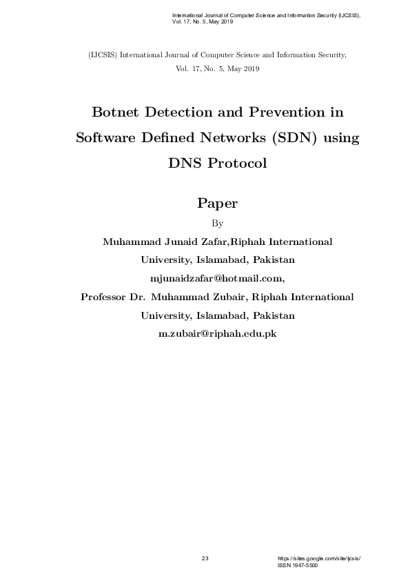 Pdf Botnet Detection And Prevention In Software Defined Networks Sdn