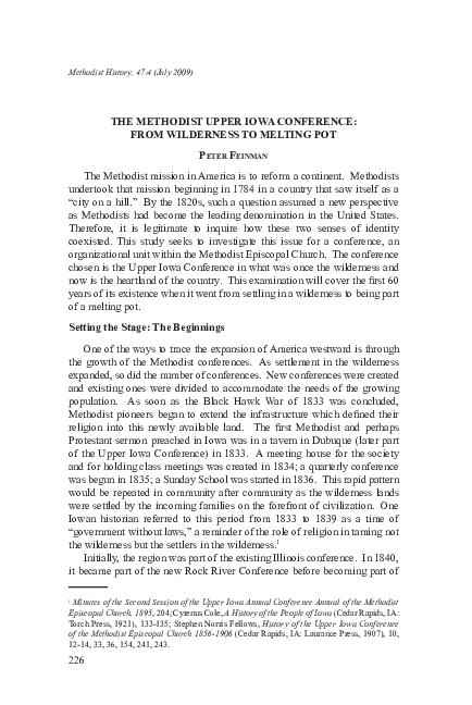 (PDF) The Upper Iowa Conference - From Wilderness to Melting Pot