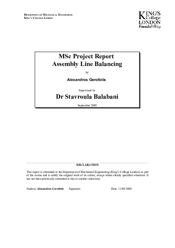 (PDF) MSc Project Report Assembly Line Balancing DEPARTMENT OF ...