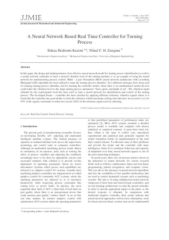 (PDF) A neural network based real time controller for turning process