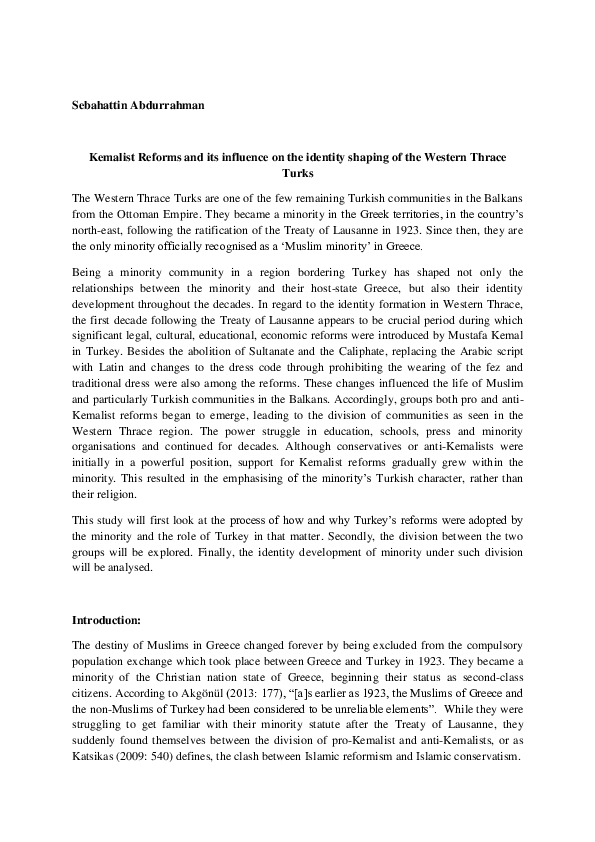 (PDF) Kemalist Reforms and its influence on the identity shaping of the ...