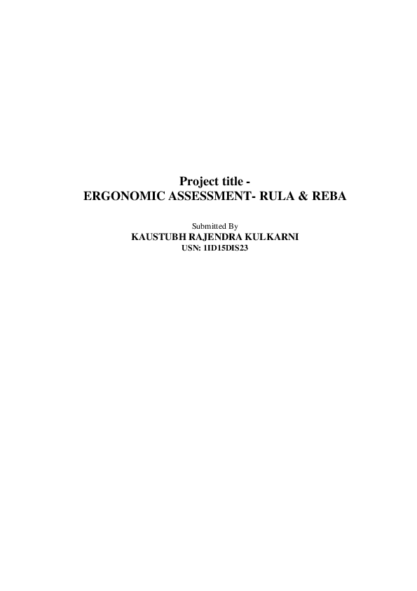 (PDF) Project title - ERGONOMIC ASSESSMENT-RULA & REBA Chapter 1