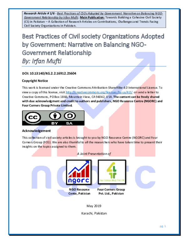 (PDF) Best Practices of Civil society Organizations Adopted by ...