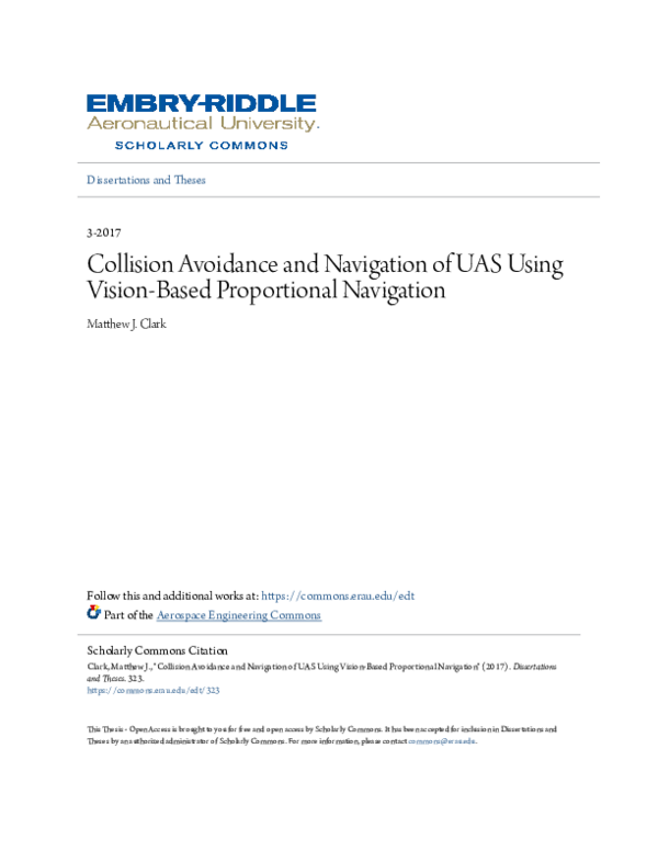 (PDF) Collision Avoidance and Navigation of UAS Using Vision-Based Proportional Navigation