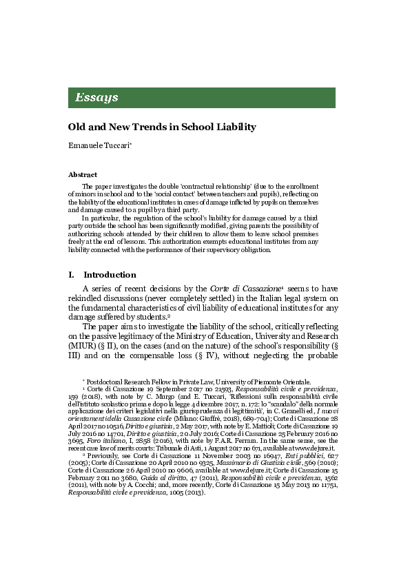 (PDF) Old and New Trends in School Liability