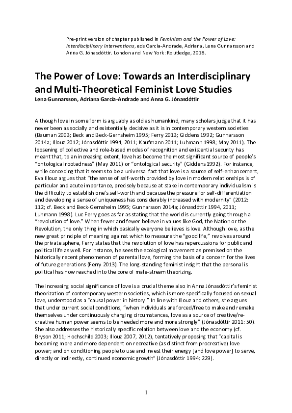 (PDF) The Power of Love: Towards an Interdisciplinary and Multi ...