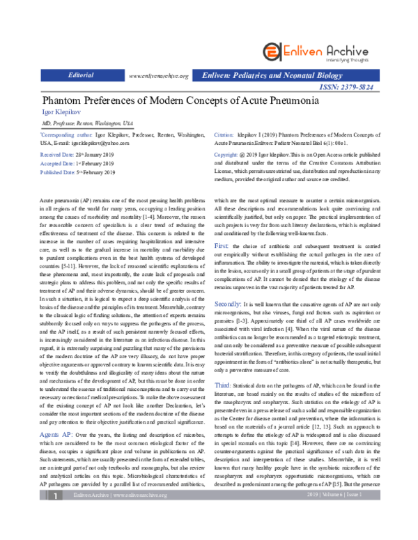 (PDF) Phantom Preferences of Modern Concepts of Acute Pneumonia