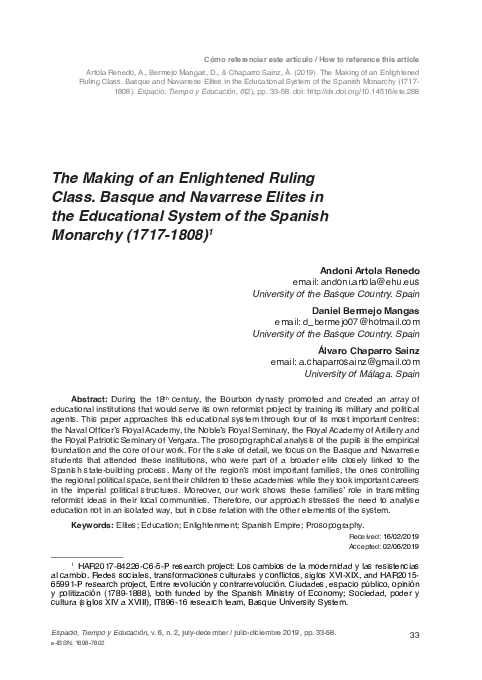 (PDF) The Making of an Enlightened Ruling Class. Basque and Navarrese ...
