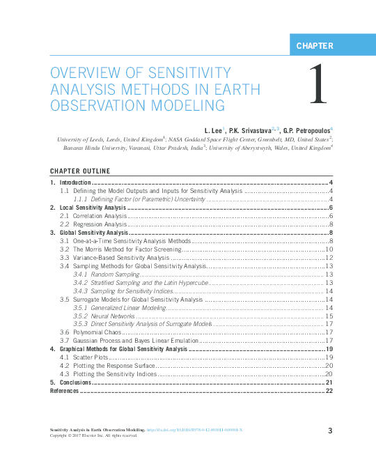 (PDF) OVERVIEW OF SENSITIVITY ANALYSIS METHODS IN EARTH OBSERVATION MODELING 1 CHAPTER OUTLINE