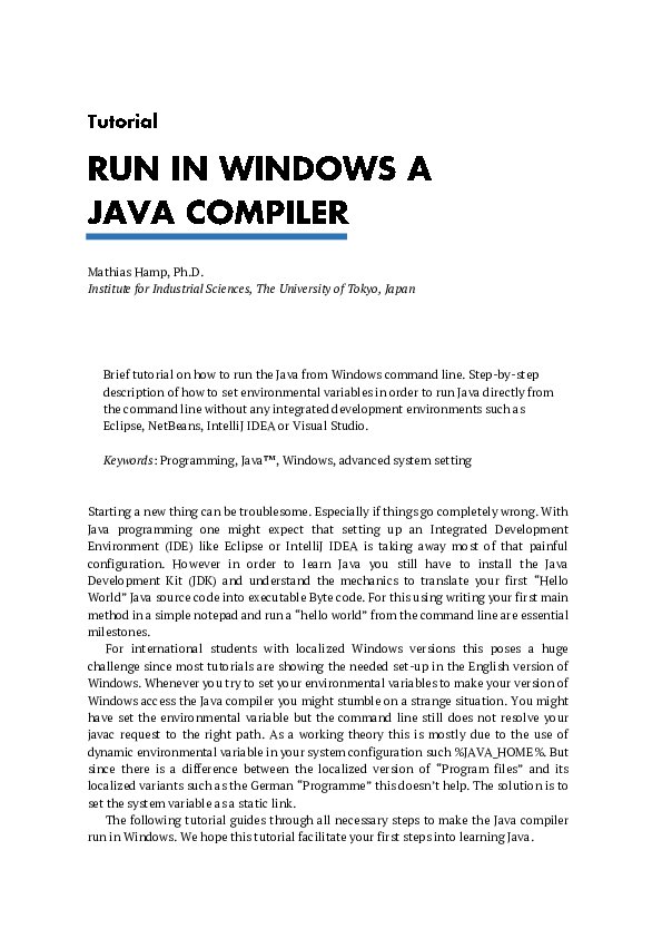 (PDF) Run in Windows a Java Compiler