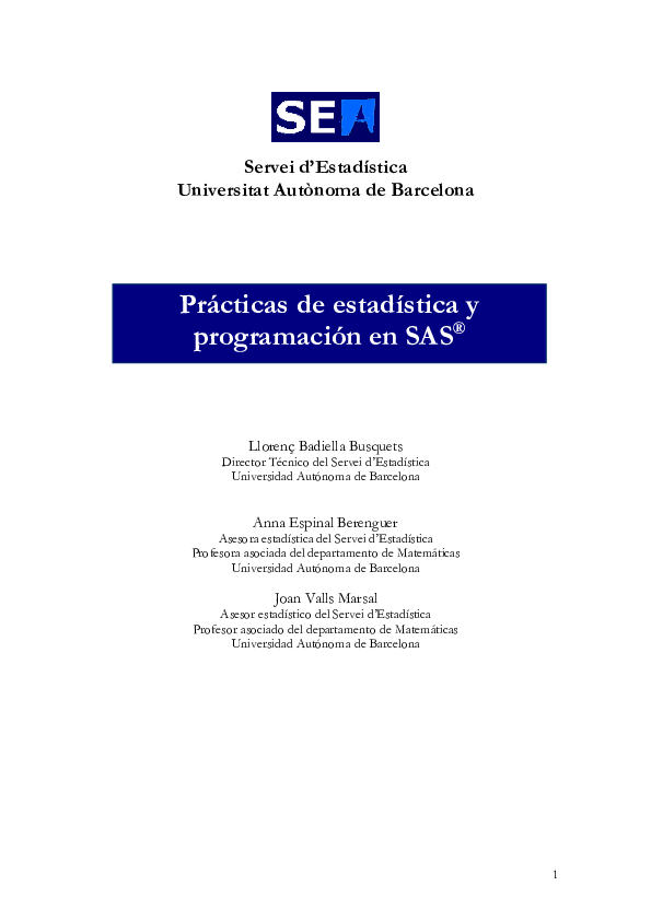 (PDF) Estadistica Practica en SAS