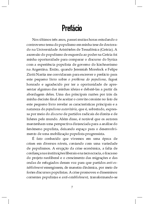 (PDF) "Prefacio" (O Problema do Populismo: Teoria, Política e ...