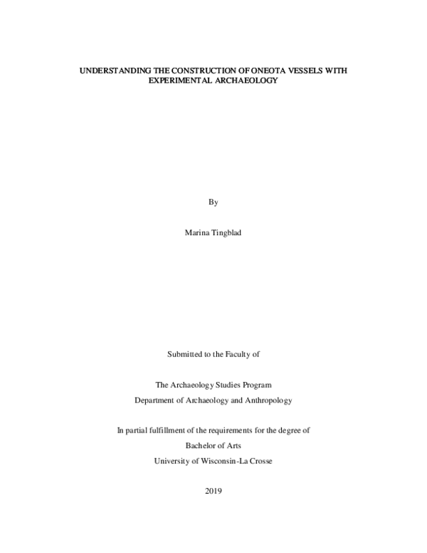 (PDF) UNDERSTANDING THE CONSTRUCTION OF ONEOTA VESSELS WITH ...