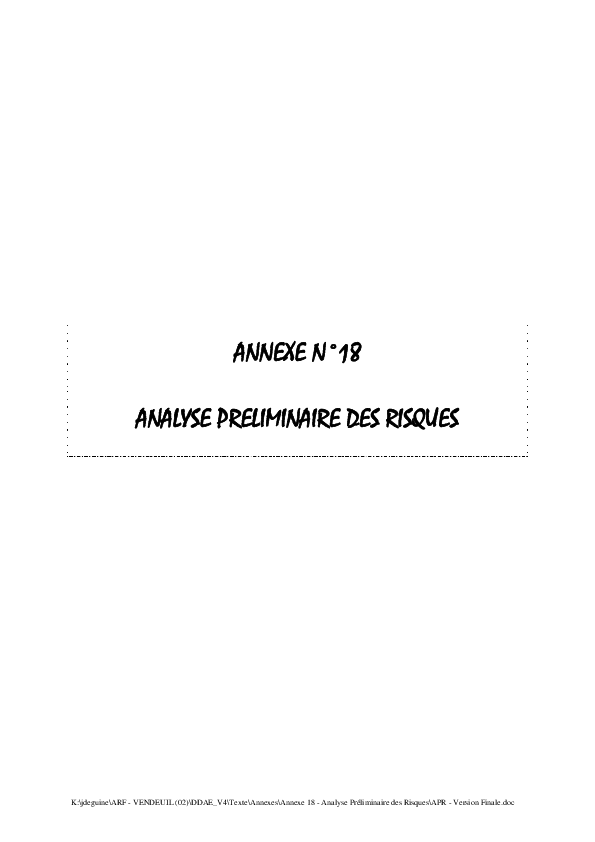 (PDF) ANNEXE N°18 ANALYSE PRELIMINAIRE DES RISQUES