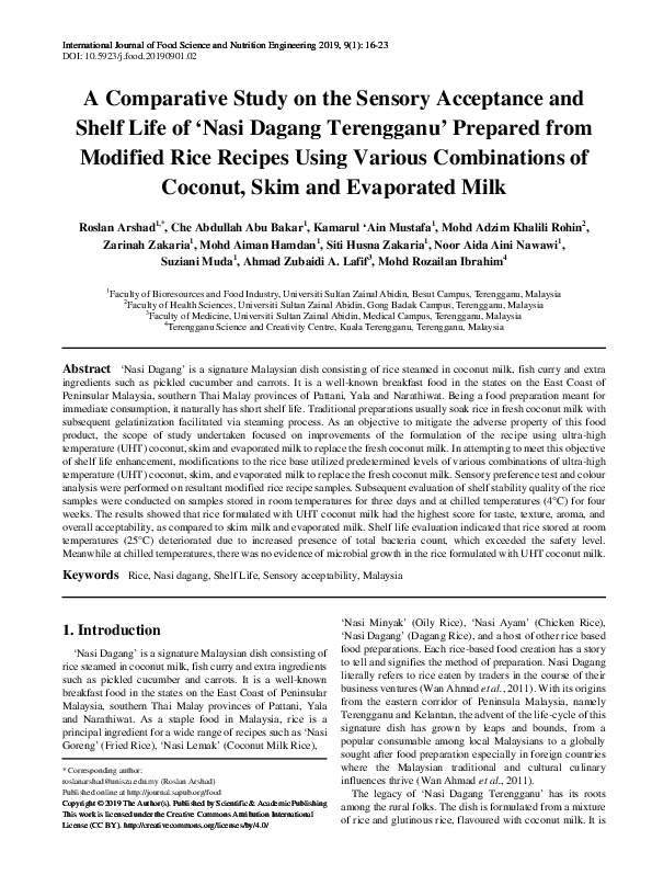 (PDF) A Comparative Study on the Sensory Acceptance and Shelf Life of ...