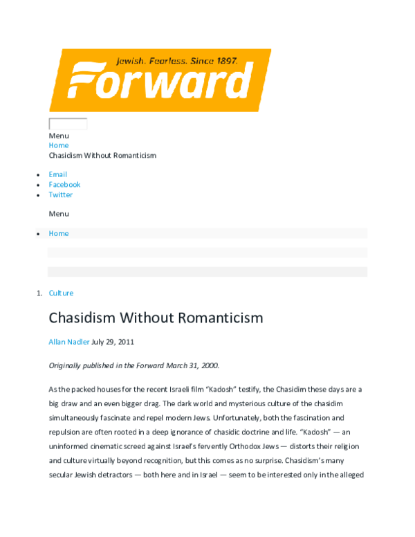 (PDF) Chasidism Without Romanticism • Email Chasidism Without Romanticism