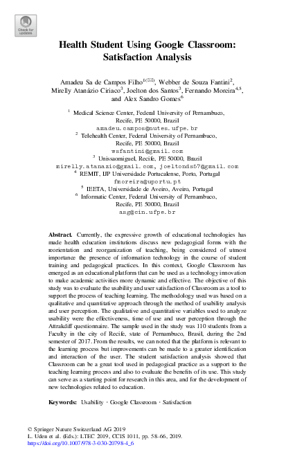 (PDF) Health Student Using Google Classroom: Satisfaction Analysis